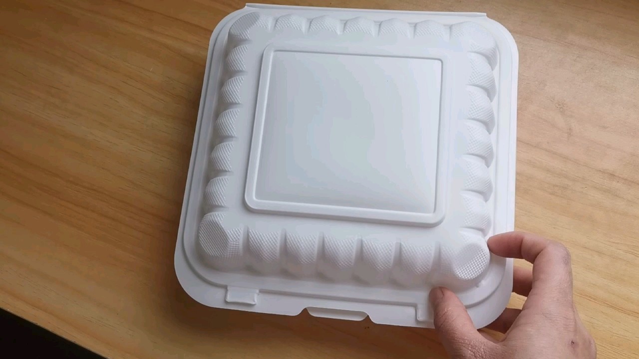 7x7 Clamshell Pp Container 3-compartment Black White Mfpp Mineral ...