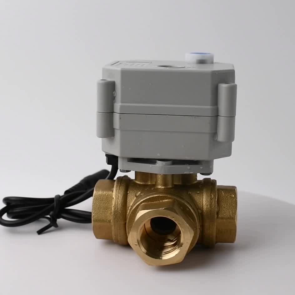 1/2'' 3-way Electric Motorized 3-way Control Brass Ball Valve 9-24vac ...
