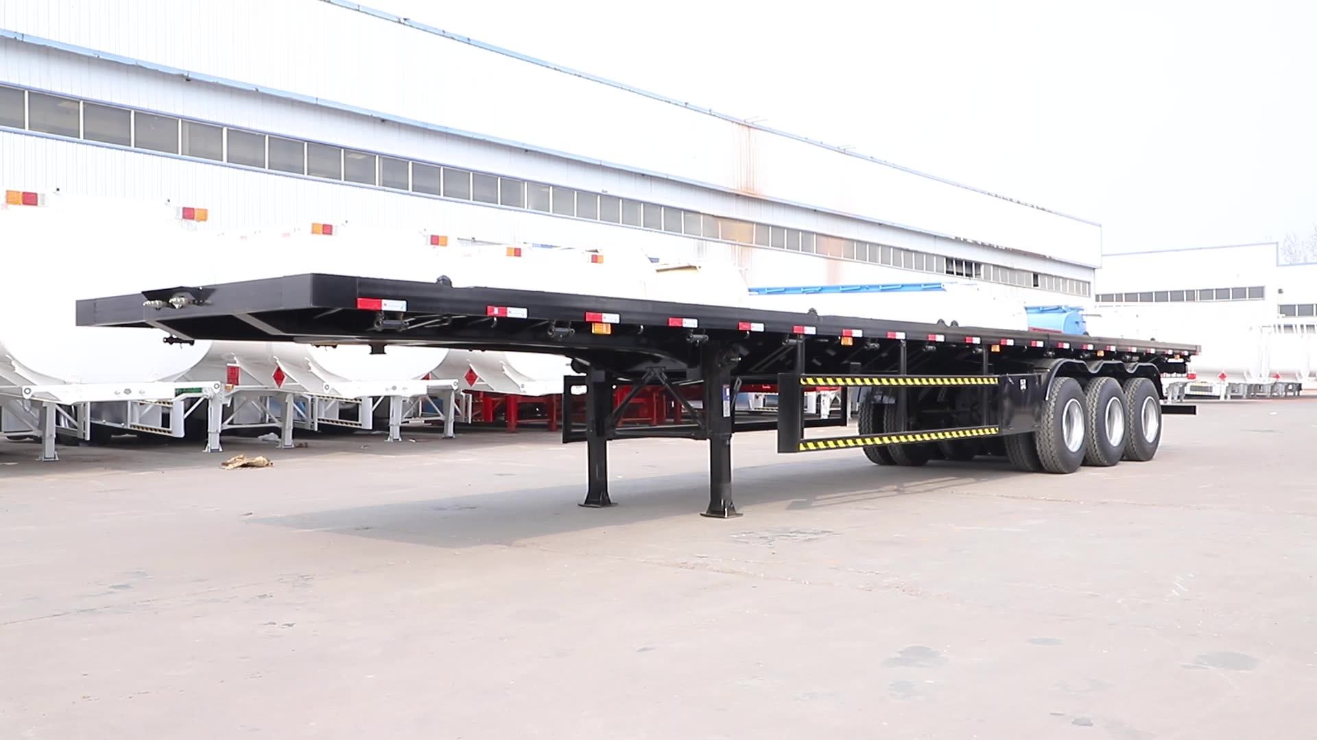3 Axles 4 Axles Flatbed Carrier Container Flat Truck Semi-trailer 20ft ...