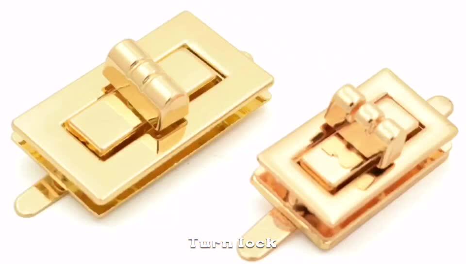 Gold Plated Metal Lock Fastener Bag Hardware Twist Lock For Purse - Buy ...