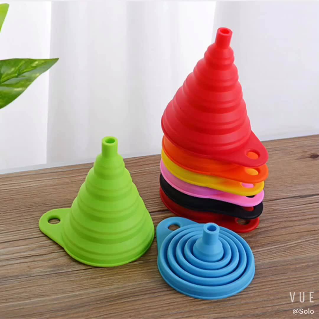 High Quality Silicone Folding Funnels,Collapsible Funnel Set 5 Color ...