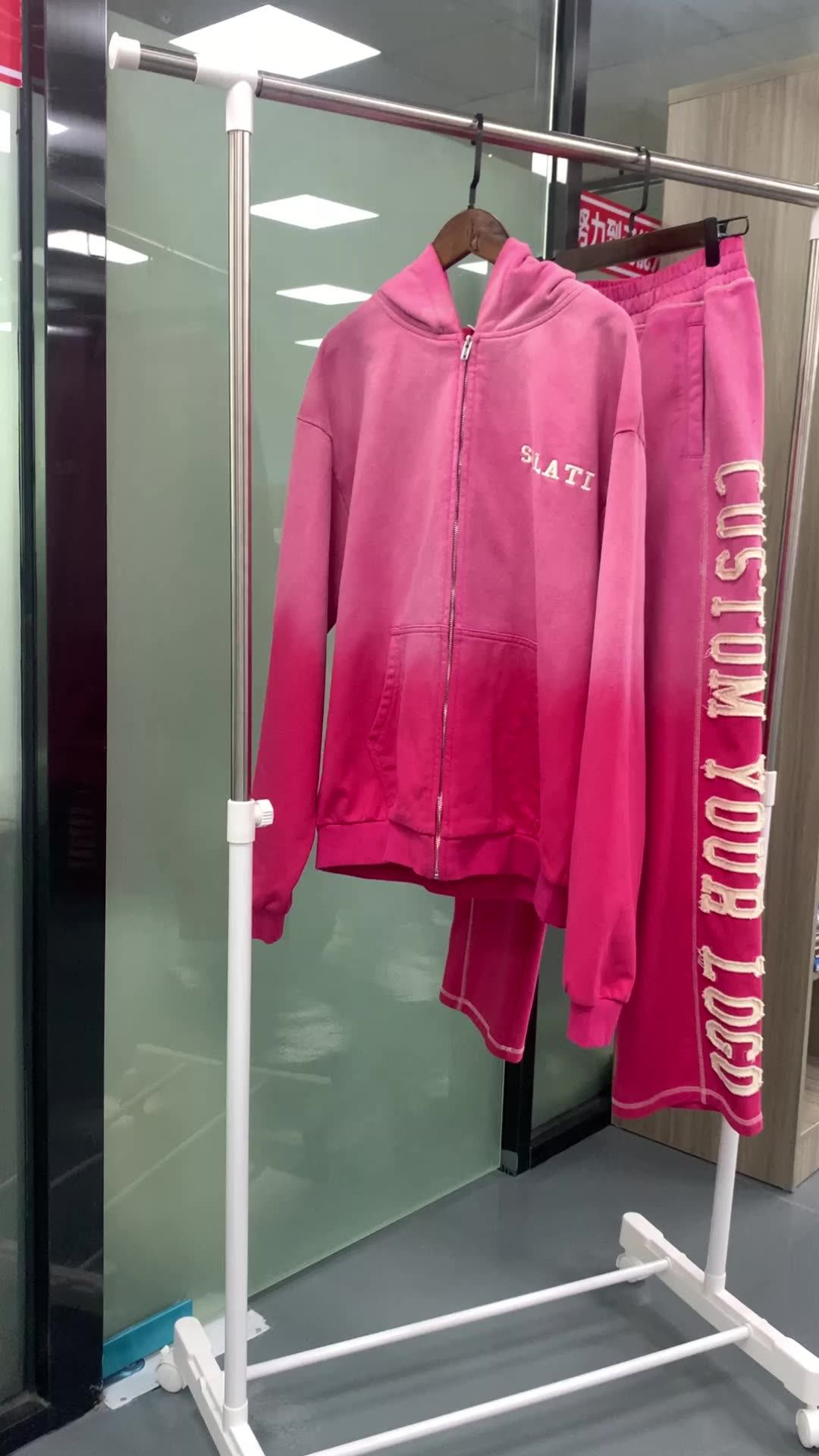 Custom Print Acid Wash Flared Tracksuit Cotton French Terry Sun Faded ...