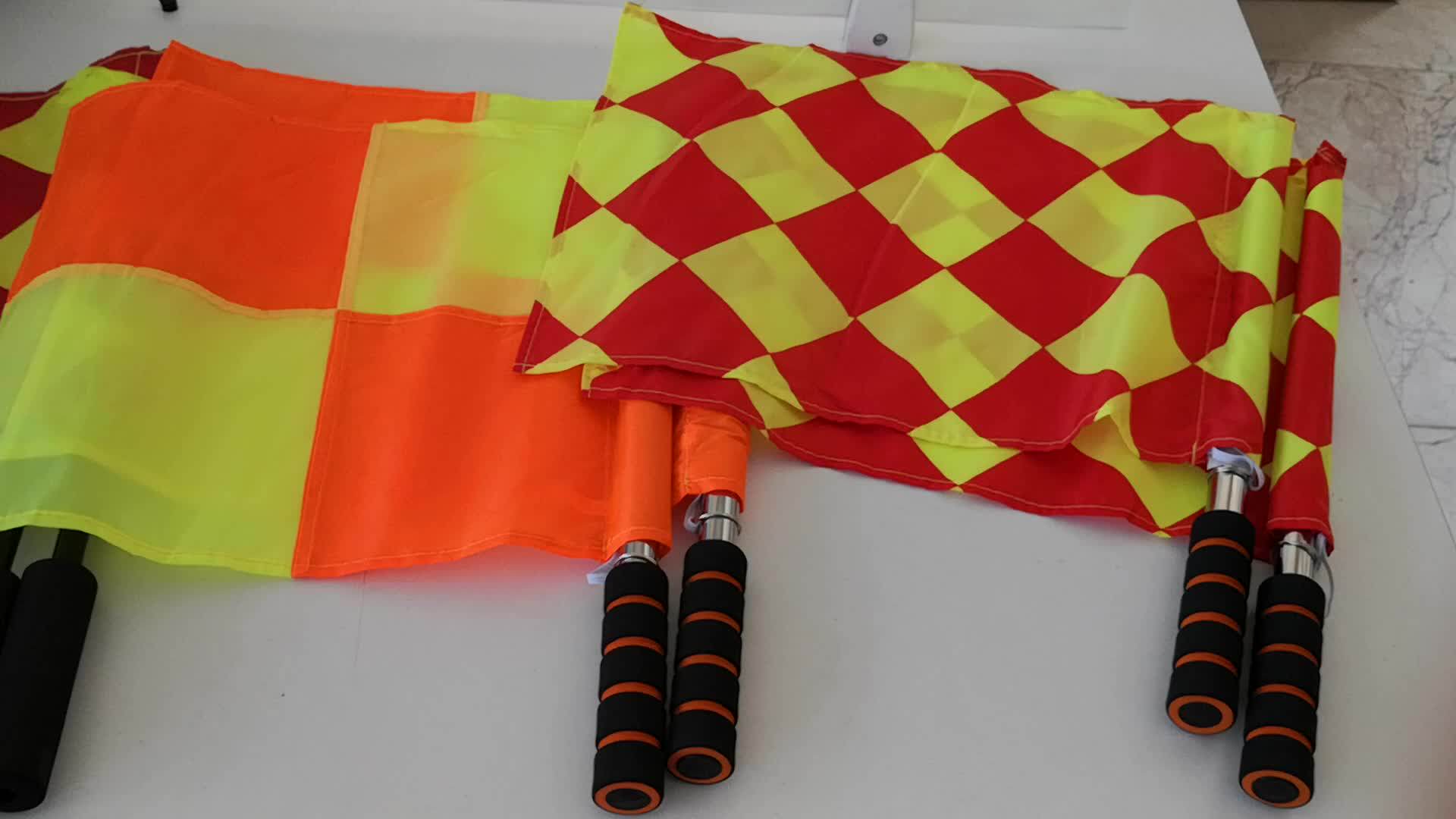 Soccer Referee Checkered Pattern Flags Sports Linesman Flag - Buy ...