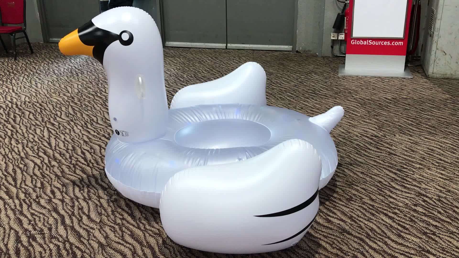 Led Light Large Inflatable White Swan Ride On Pool Floats Toy - Buy ...