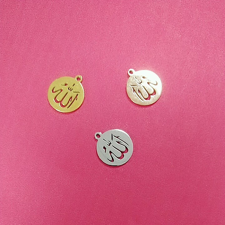 15mm Charm Hollow Muslim Arabic Pendant Stainless Steel Islam Charm ...