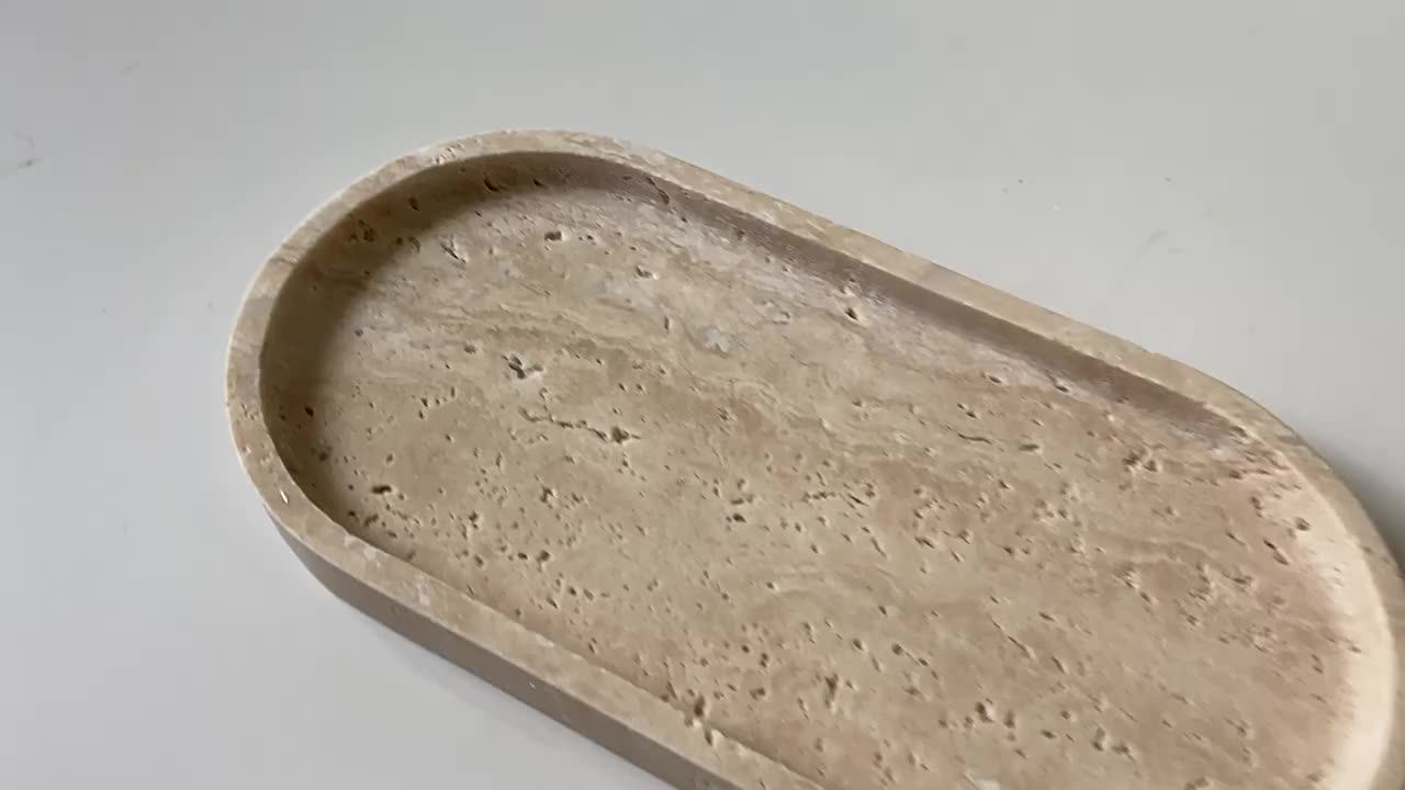 Beige Travertin Marble Serving Tray Nordic Bathroom Home Decor Vanity ...