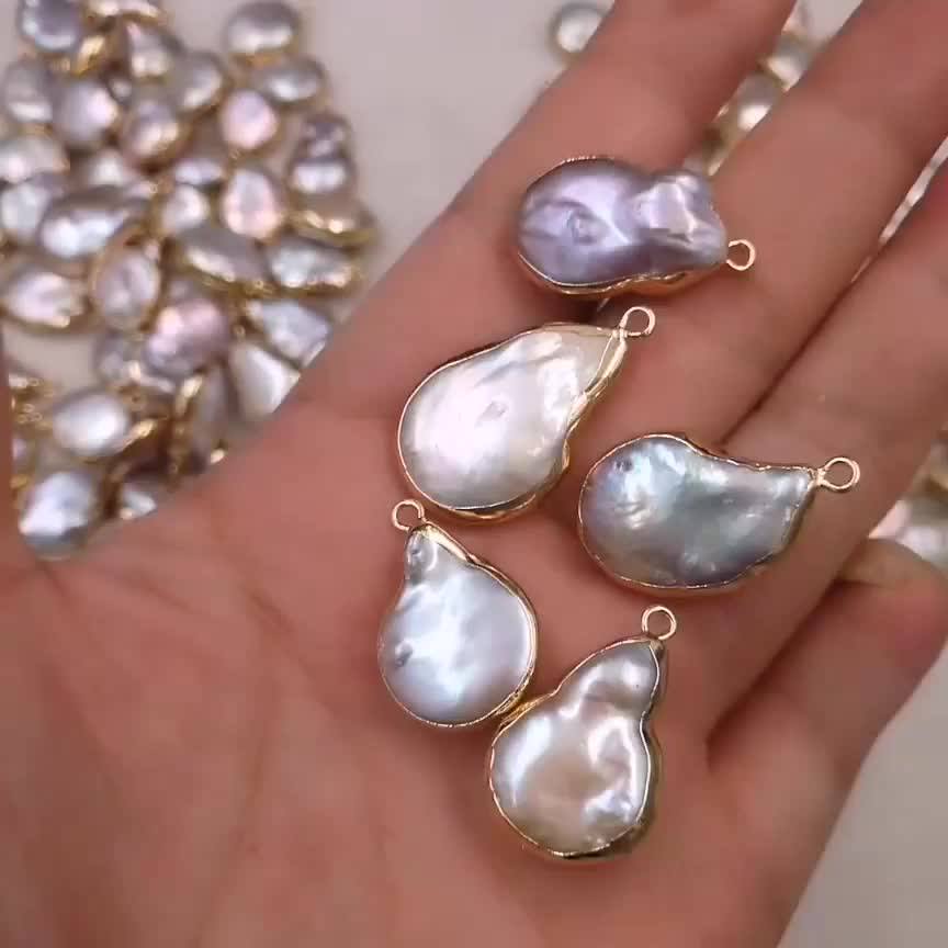 Natural Freshwater Baroque Pearls Copper Edging Irregular Shaped Pearl ...