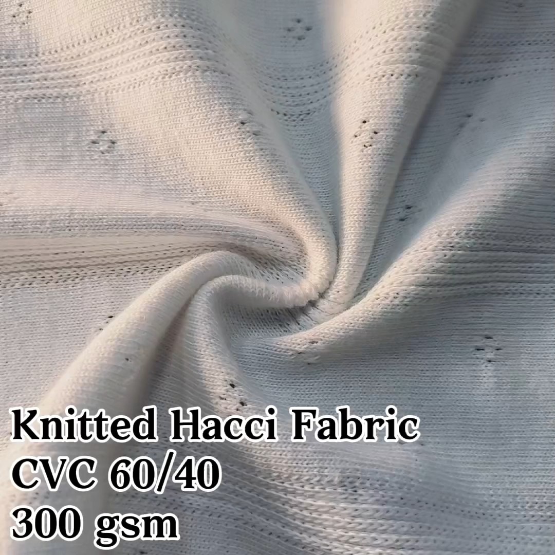 Custom Plain Dyed Jacquard Pointelle Cvc Hacci Knit Fabric For Clothes ...