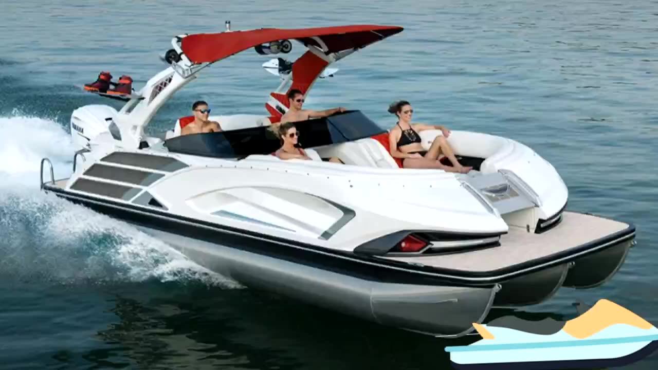 Pontoon Boat With Motor And Toilet Speed Boat Yacht Luxury Tritoon ...