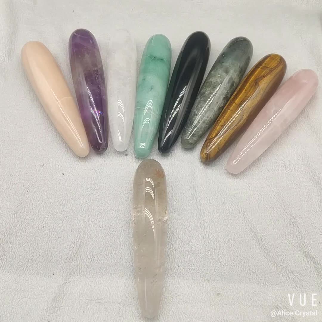 Natural Assorted Crystal Stone Massage Wands Rose Quartz Crystal Yoni ...