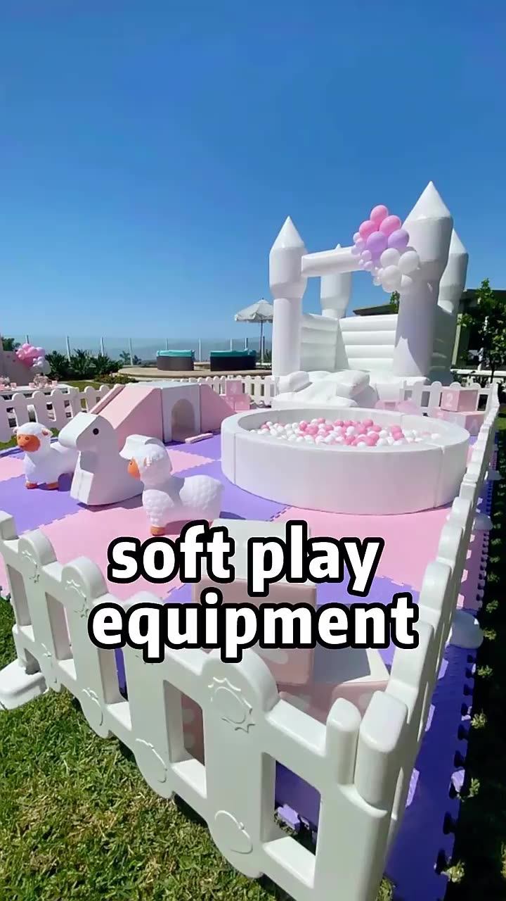 New Designed Flower Ball Pit With Balls Soft Play White Fence Round And ...