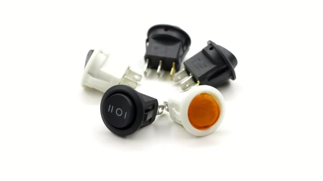 Red Light Illuminated 3 Pin On-off Spst Round Rocker Switch 6a/250v 10a ...