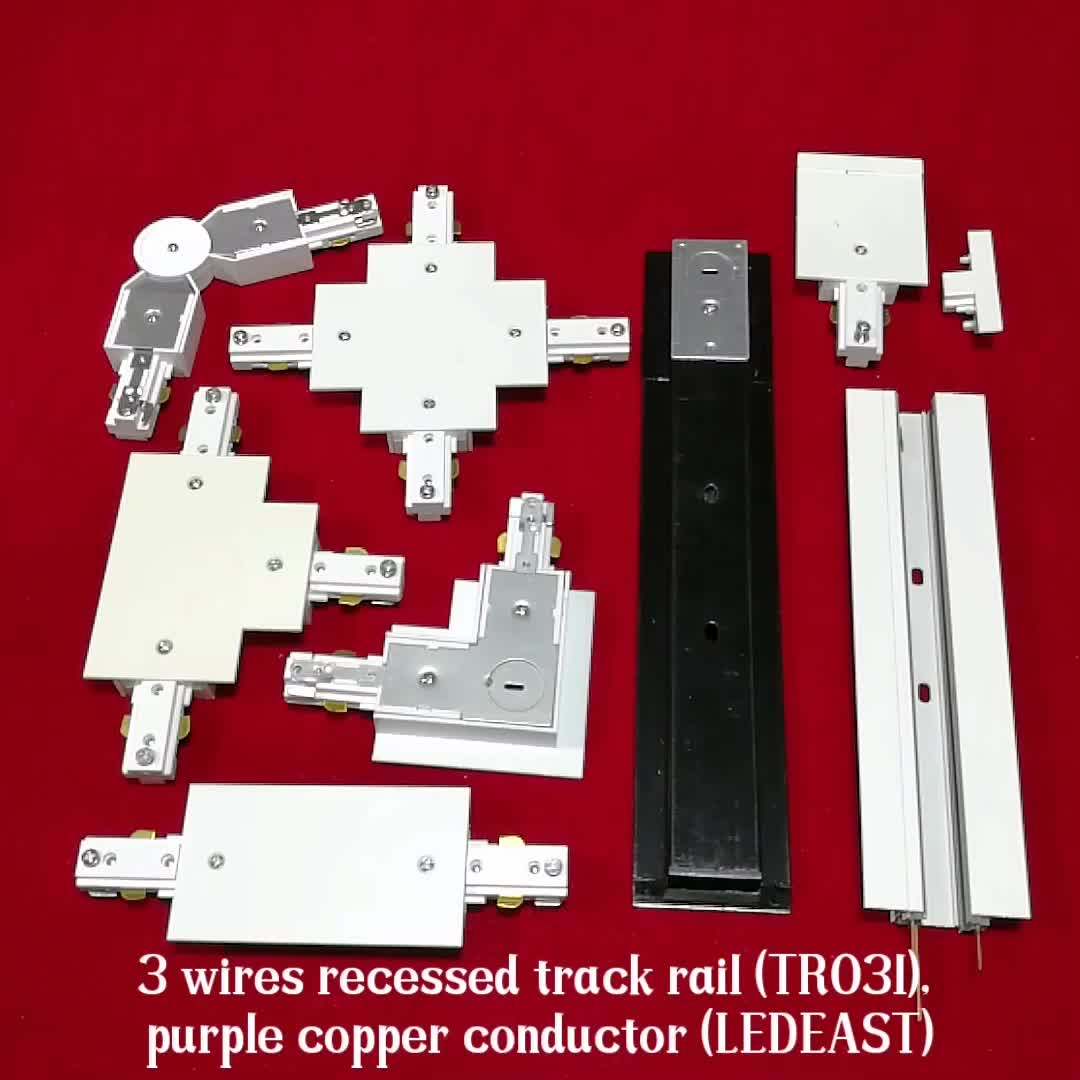 Recessed H Type Track Rail System Single Circuit 3wires Aluminium Track ...