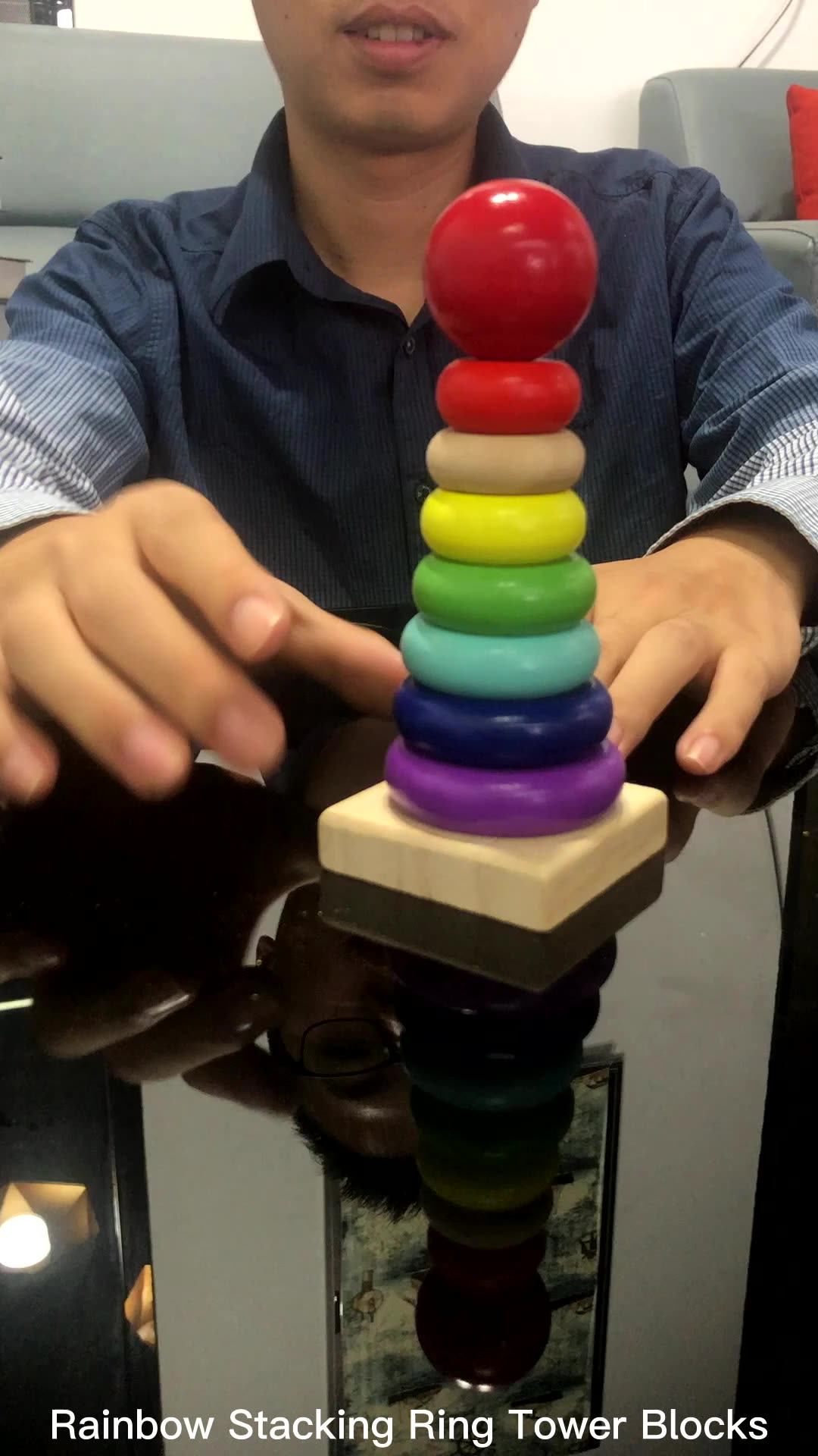 Baby Stacking Tower Colored Rainbow Stacking Ring Tower Toys Early ...