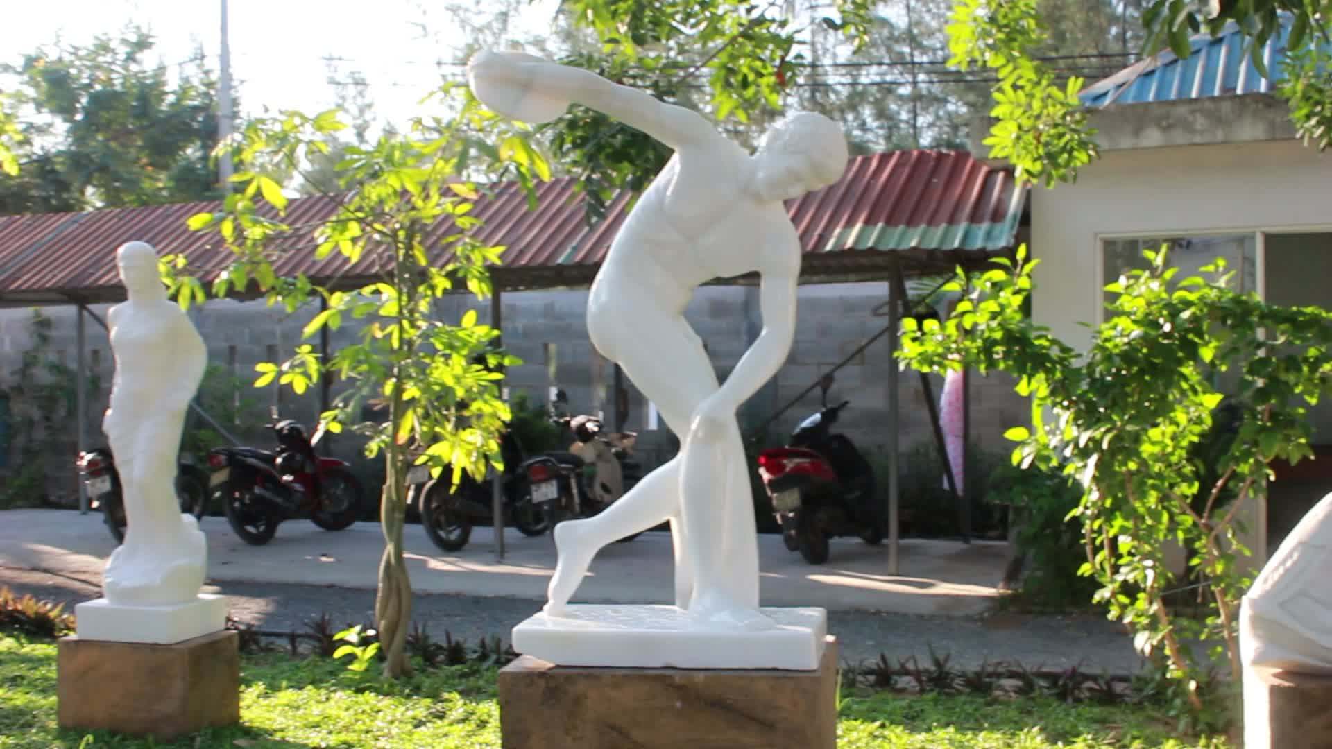 Discobolus By Myron Discus Thrower White Marble Stone Statue Dsf-cd19 ...