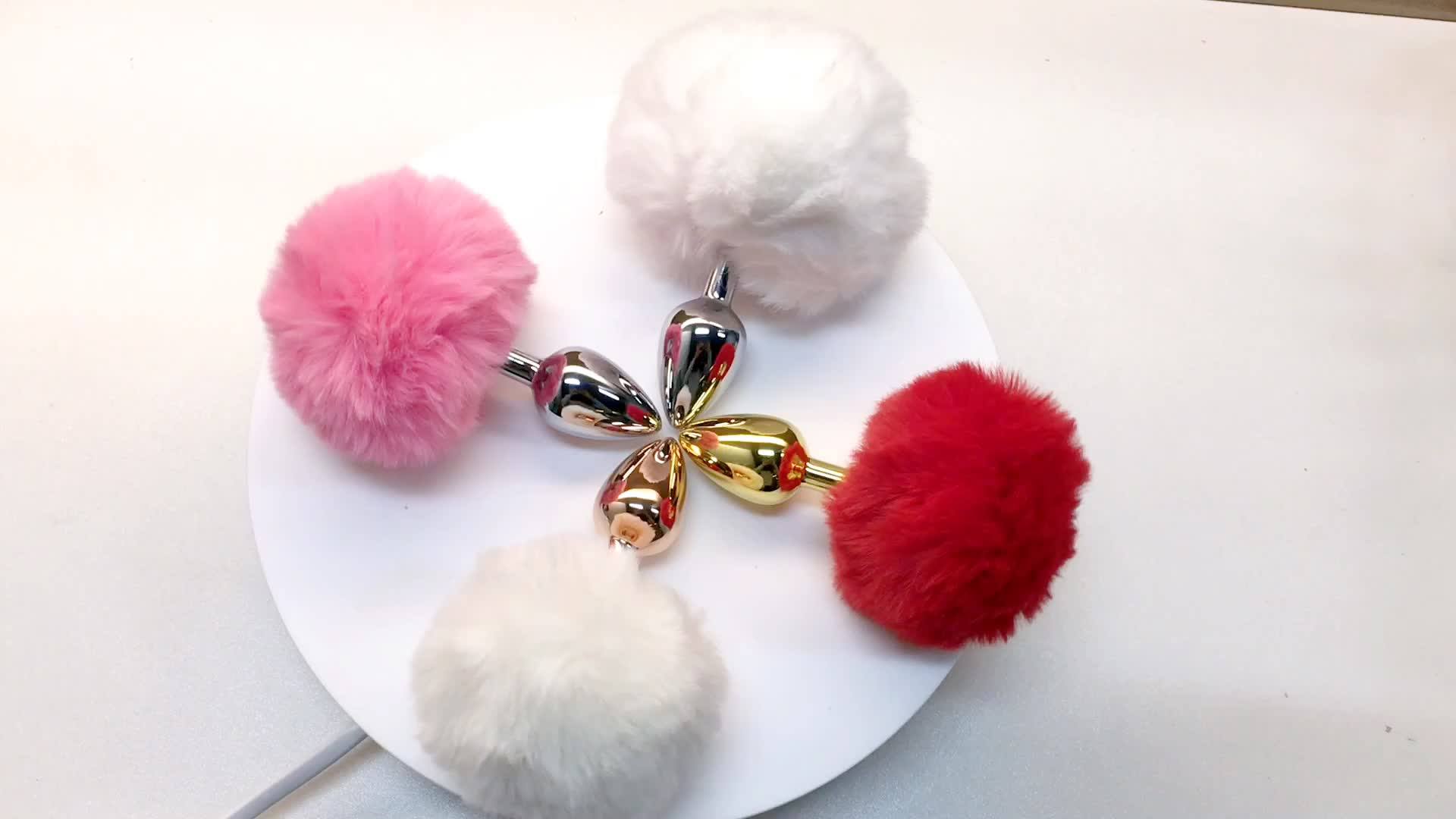 Hot Sale Colorful Faux Fox Fur Anal Plug Sex Fuzzy Ball Tail Butt Plug ...
