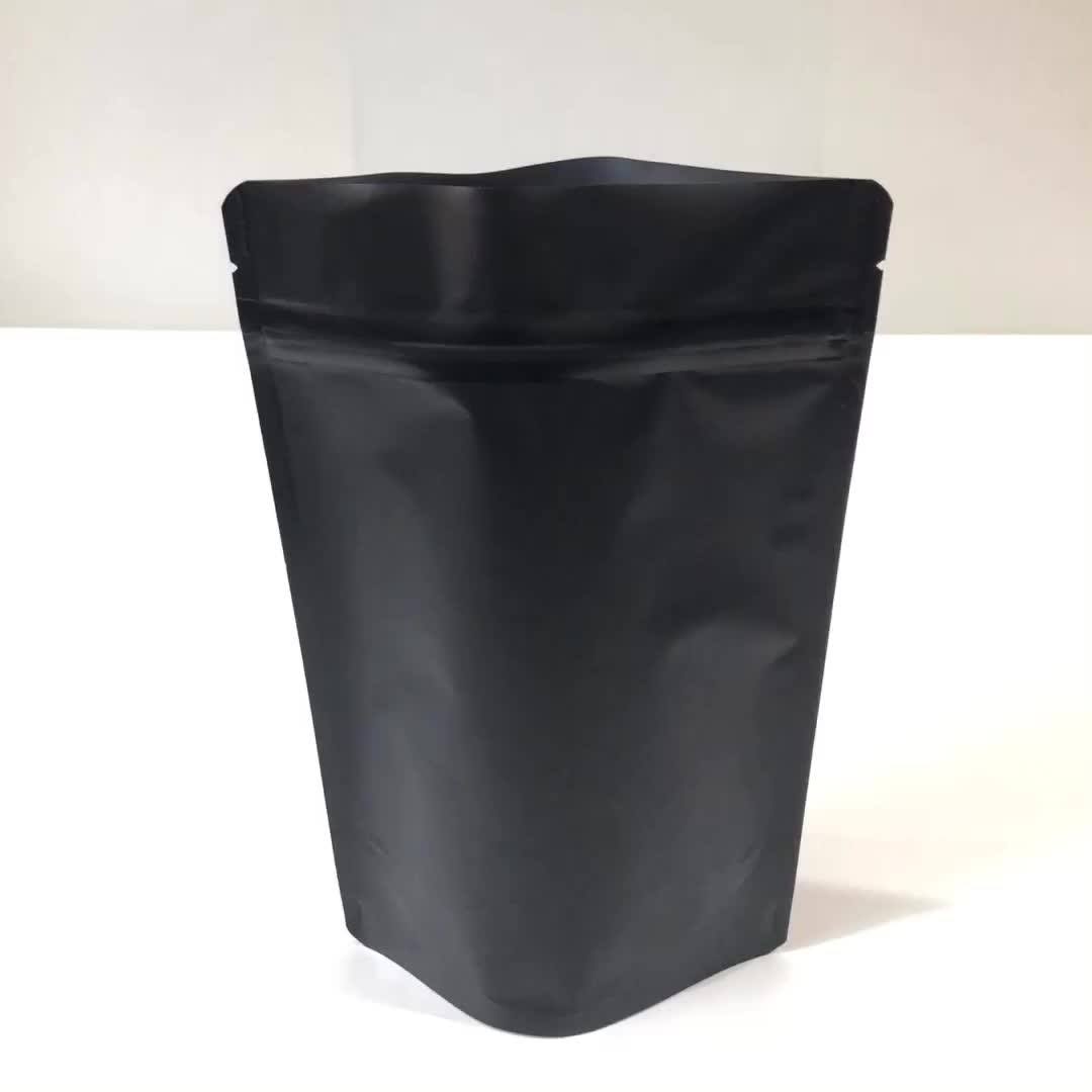 Stand Up Matte Finish Plastic Bag Black Mylar Bag Matte Packaging For ...