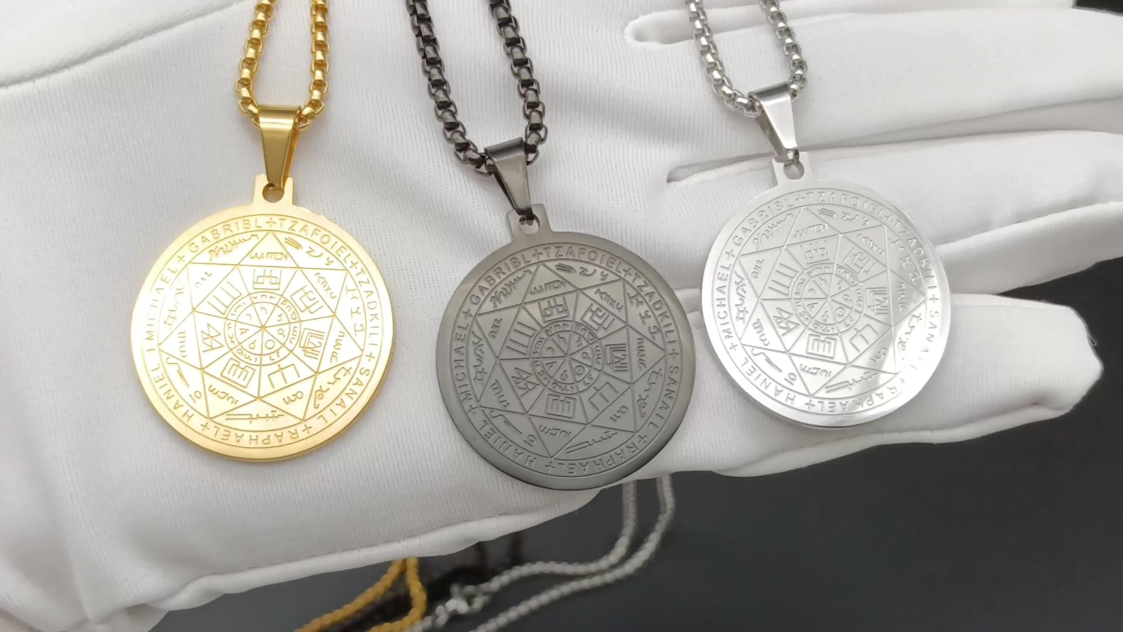 Vintage Stainless Steel Angel Sigil Seals Of Seven Archangels Talisman ...