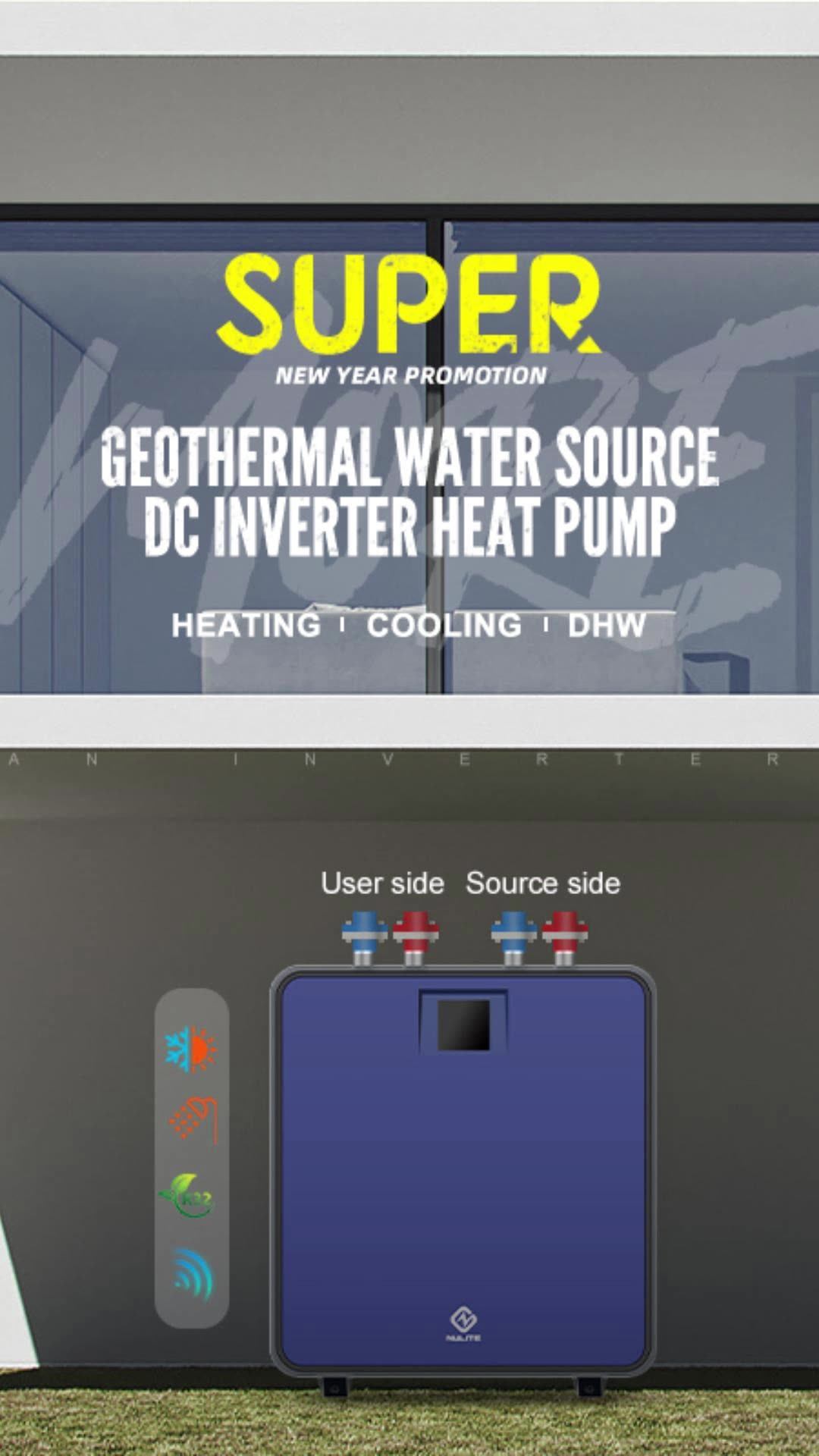 R32 Inverter Geothermal Heating Pump Ground Water Source Heat Pump With ...