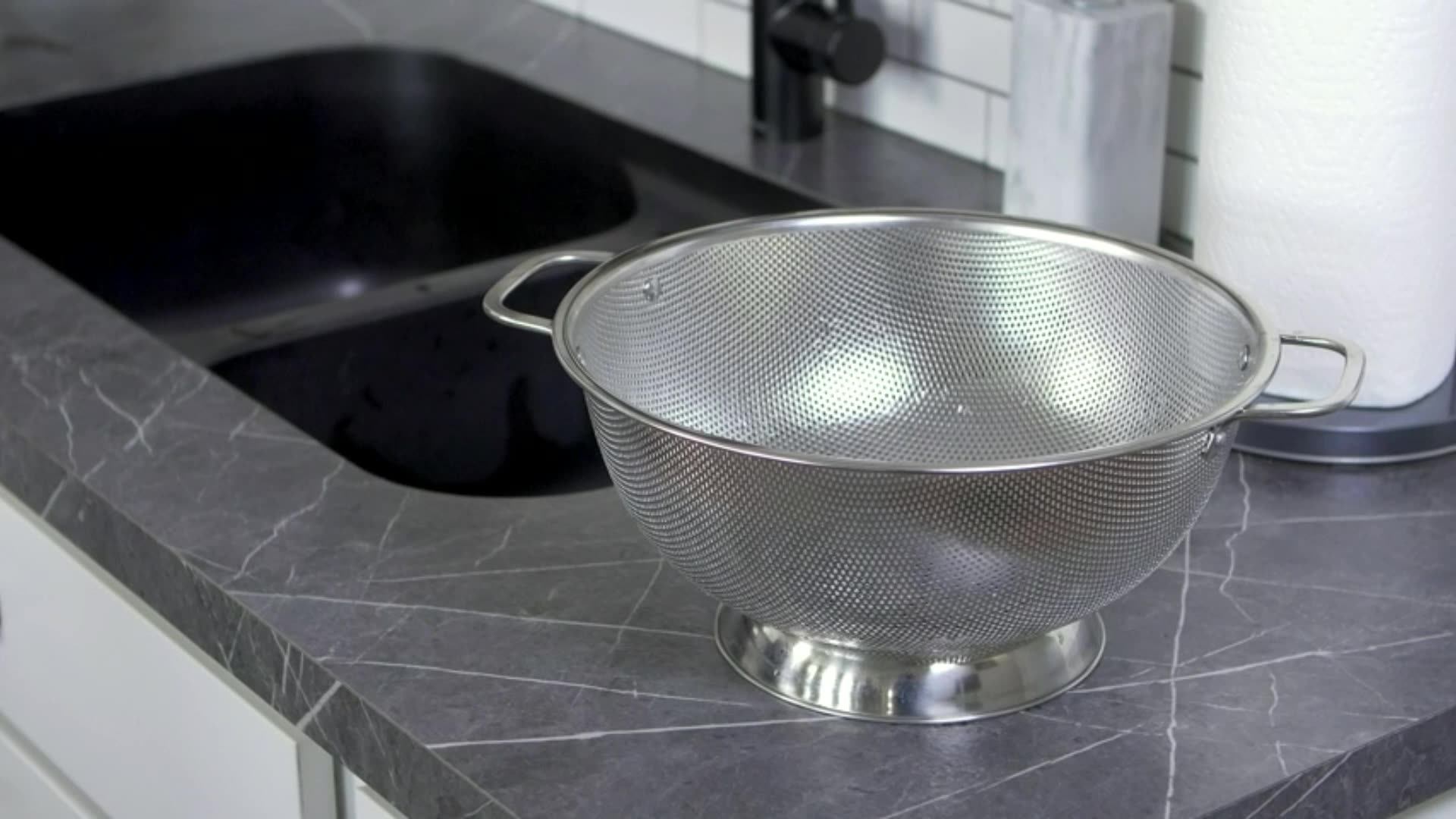 Metal Colander With Handle Pasta Spaghetti Kitchen Food Strainer Basket ...