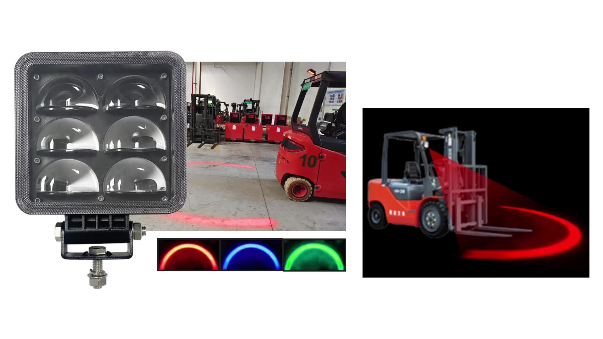 Dc 10-80v Forklift Warning Light Red Zone Forklift Safety Warning Arc ...