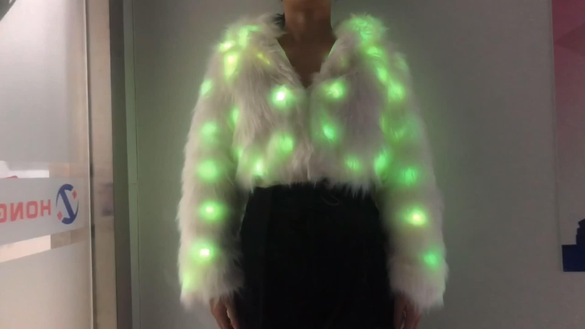 Light Up Coat Fur Led Jacket For Women Glow Furry Faux Fur Costumes ...