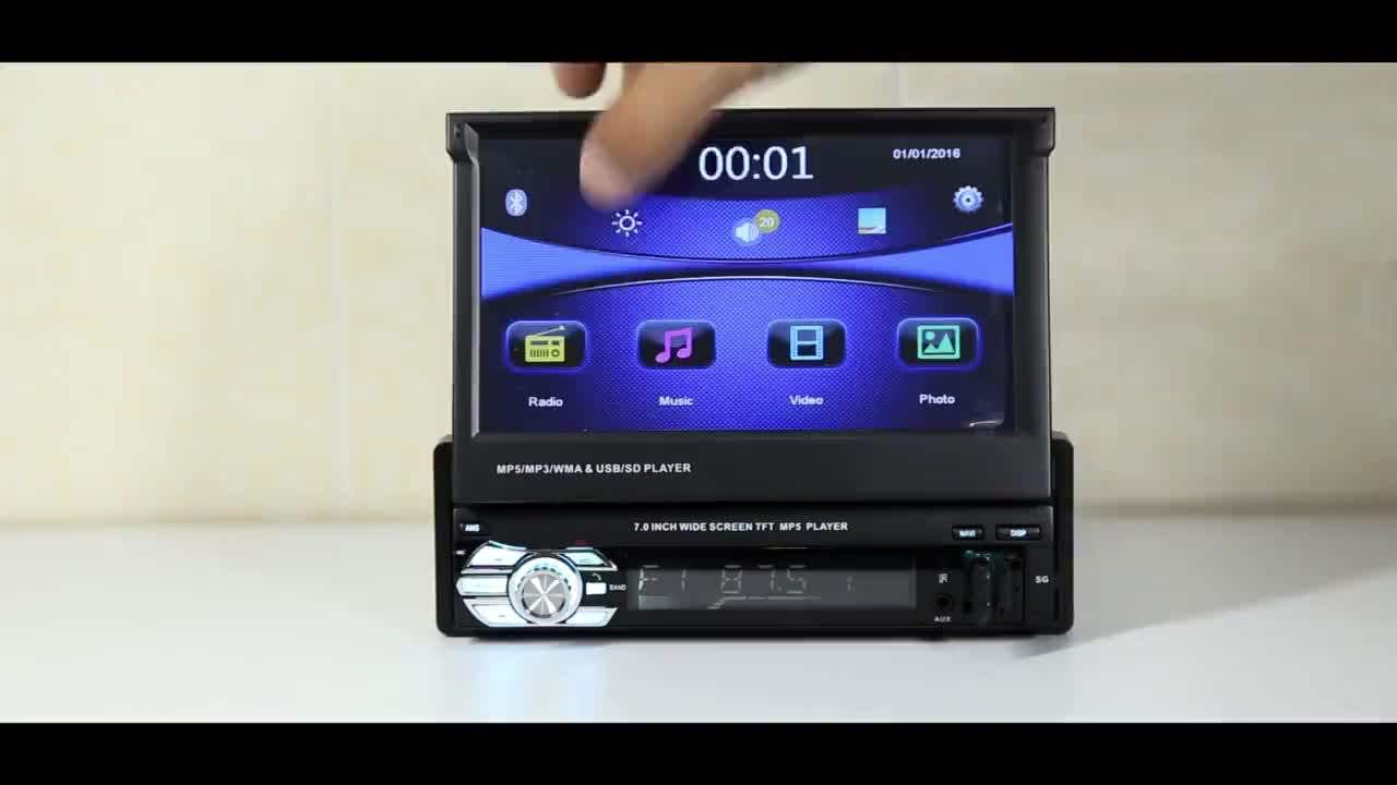 1din 7inch Retractable Screen Gps Navigation Car Stereo Radio Audio Mp5 ...