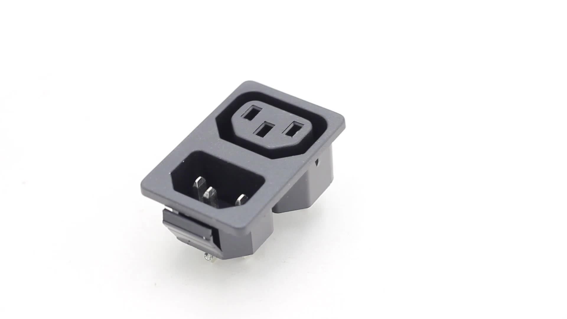15a 250vac Iec 60320 C13 C14 Combine Socket 2 In 1 Power Inlet Outlet ...