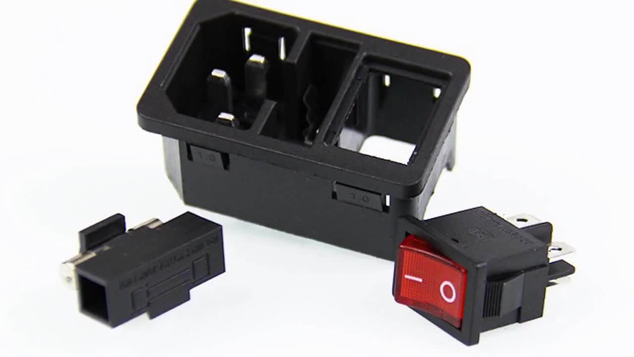 3-in-1 Inlet Module Plug 5a Glass Fuse Rocker Switch Red Light - Buy 3 ...