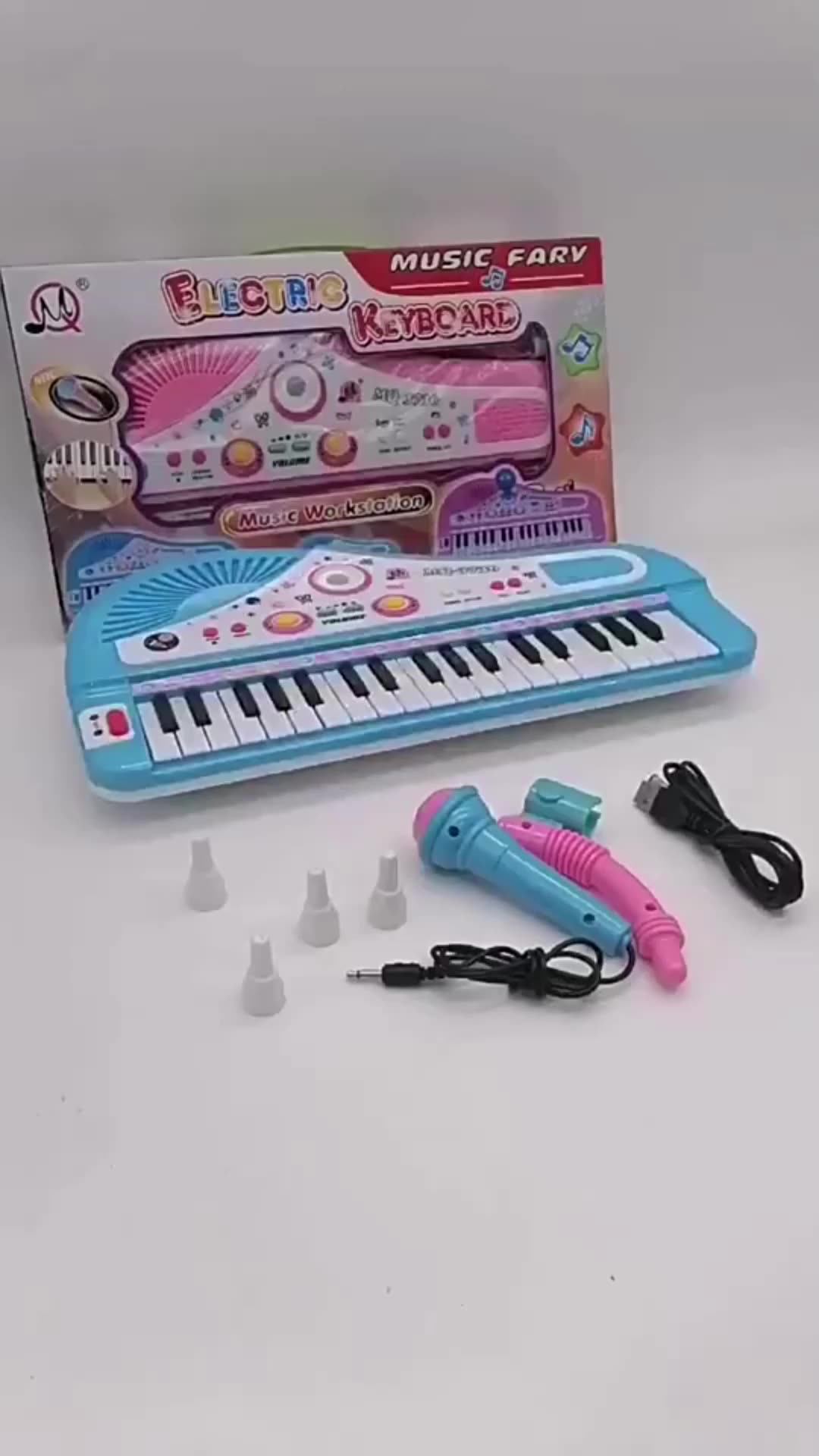 Kids Music Toy Piano Keyboard Toy 37 Keys Pink Electronic Musical ...