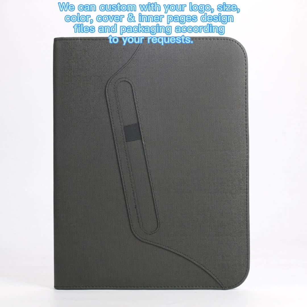 A4 Zipper Padfolio Custom Portfolio Folder Professional Business ...