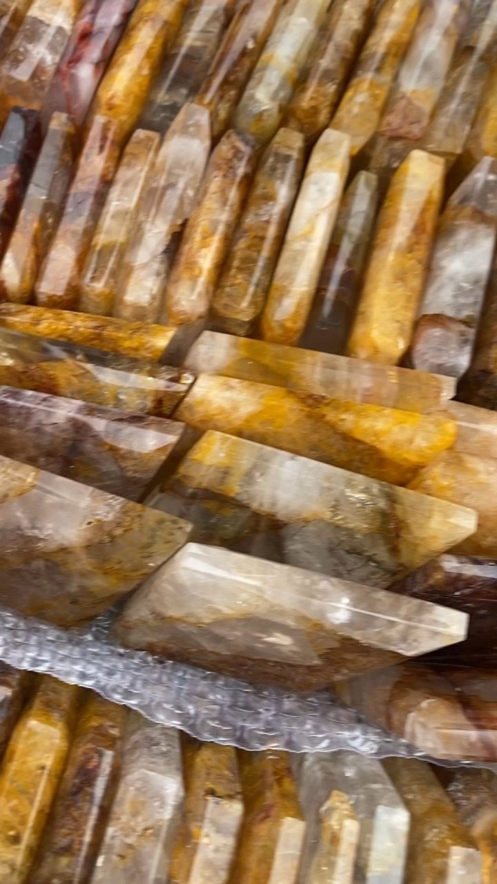 Natural Hematoid Crystals Slice Slab Healing Stone Rhomboid Fire Quartz ...