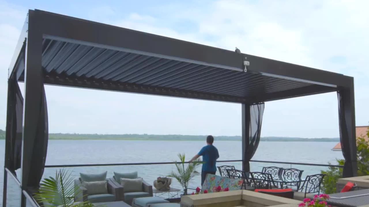 Aluminum Pergola Gazebo With Adjustable Roof Louvers Outdoor ...
