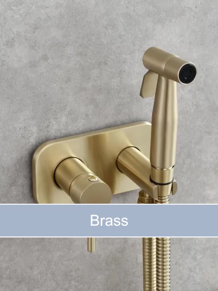 Bathroom Brushed Gold Brass Shattaf Bidet Spray Muslim Shower Handheld ...