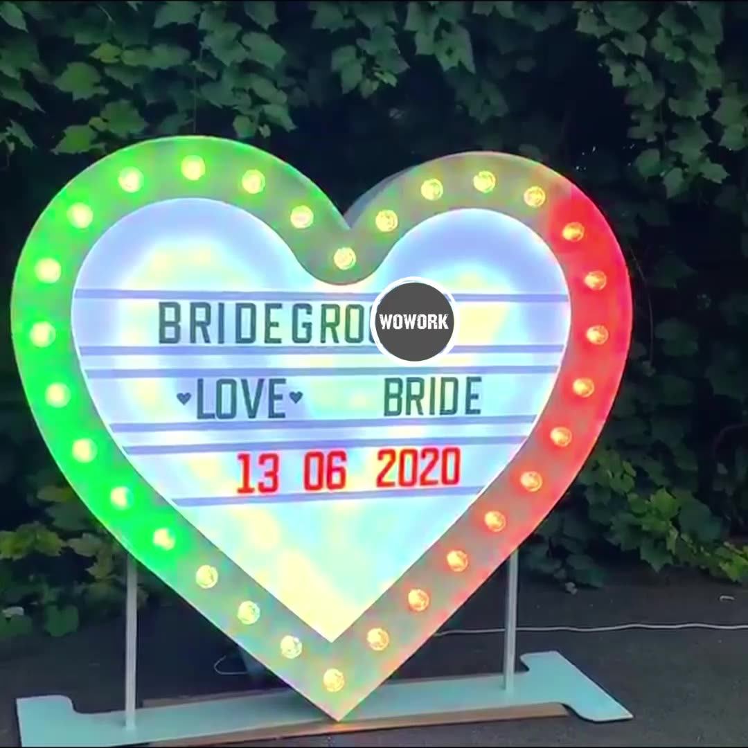 2023 Wowork Rgb Led Outdoor Heart Shape Led Light Box For Wedding ...
