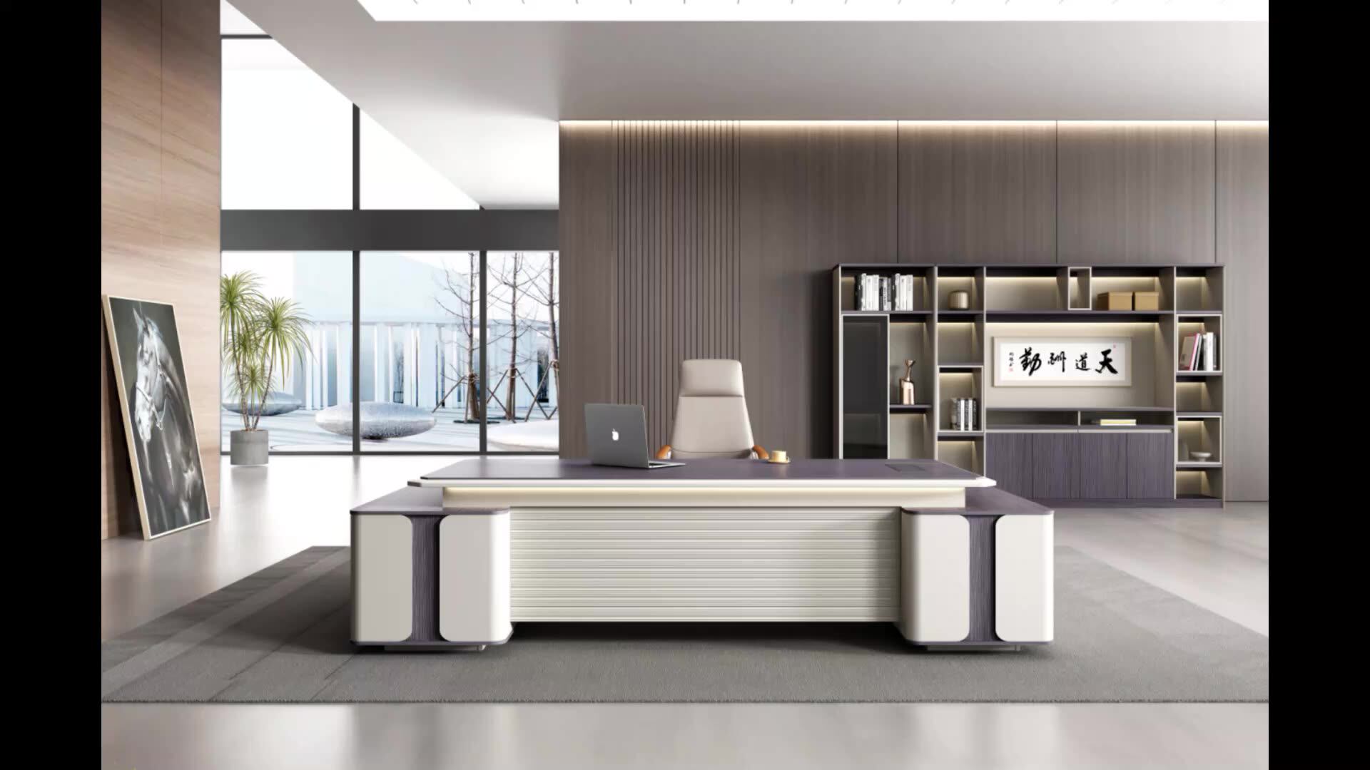 High-level Office Desk Boss Desks E1 Melamine Material Luxury Office ...