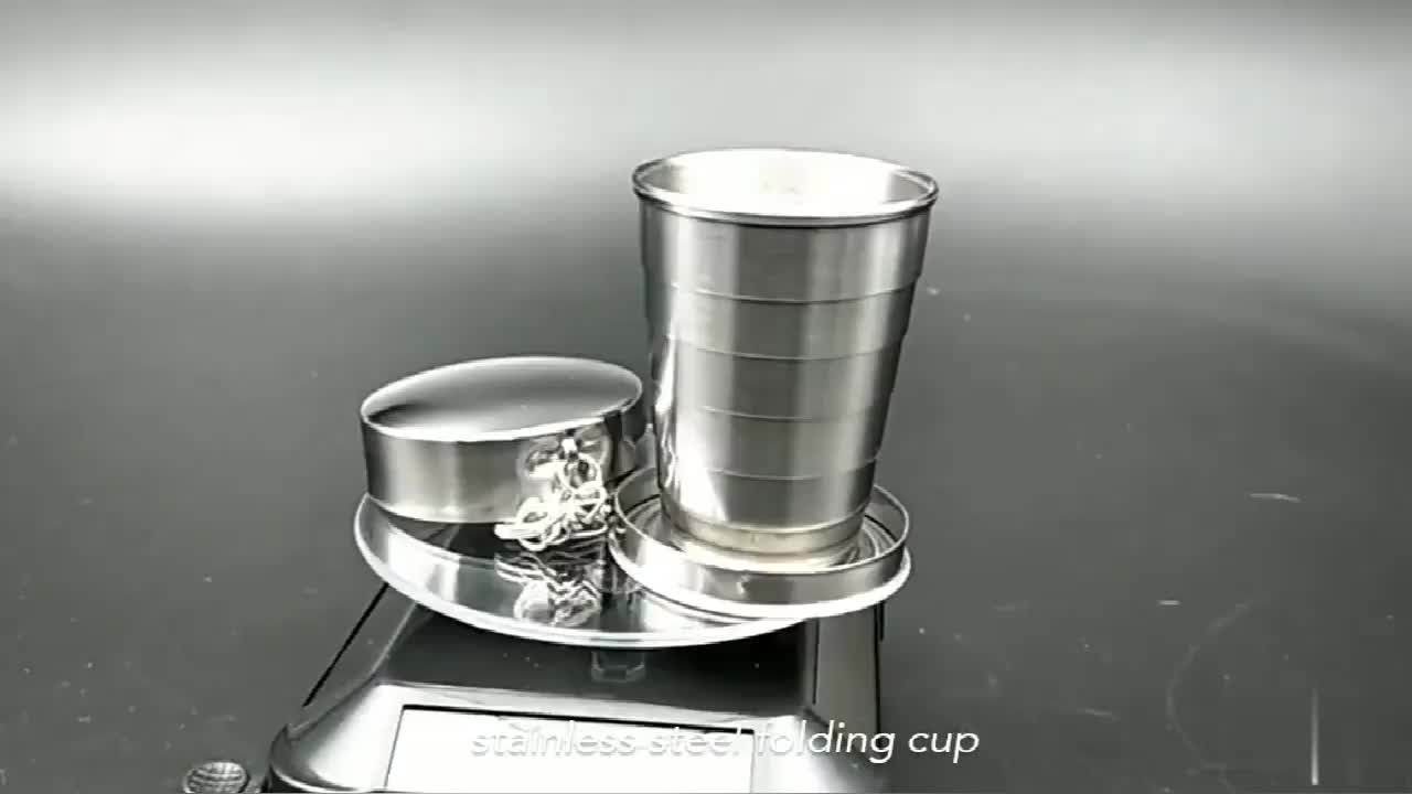 75ml Glass Shot Glasses Stainless Steel Portable Outdoor Folding Cup ...