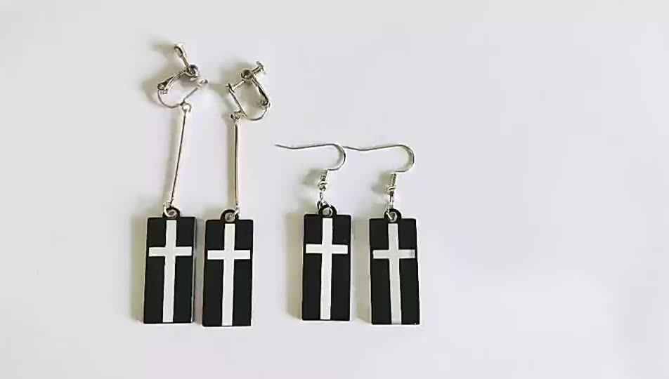2021 New Anime Tokyo Revengers Takashi Mitsuya Earrings Simple Cross ...