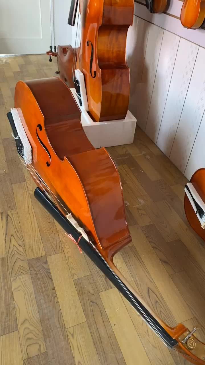 Popular Sale Nice Flame Handmade Plywood Wooden Stand Rosin Double Bass ...