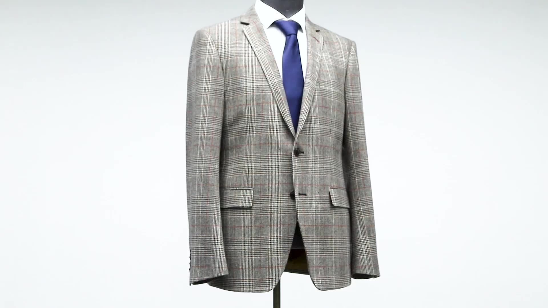 Men's Bespoke Business Suit Jacket Red And White Checked Suit Design ...