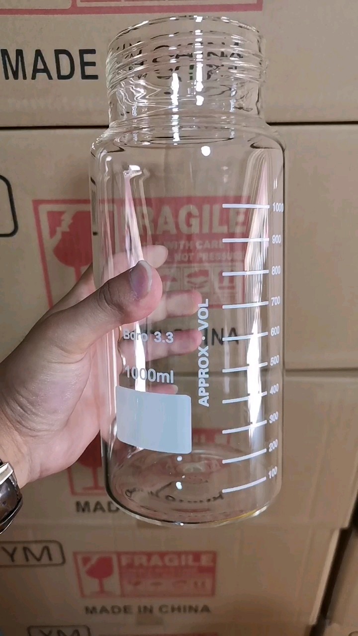Factory Wide Mouth 1 Liter Lab Glass Reagent Bottle 1000ml Borosilicate ...