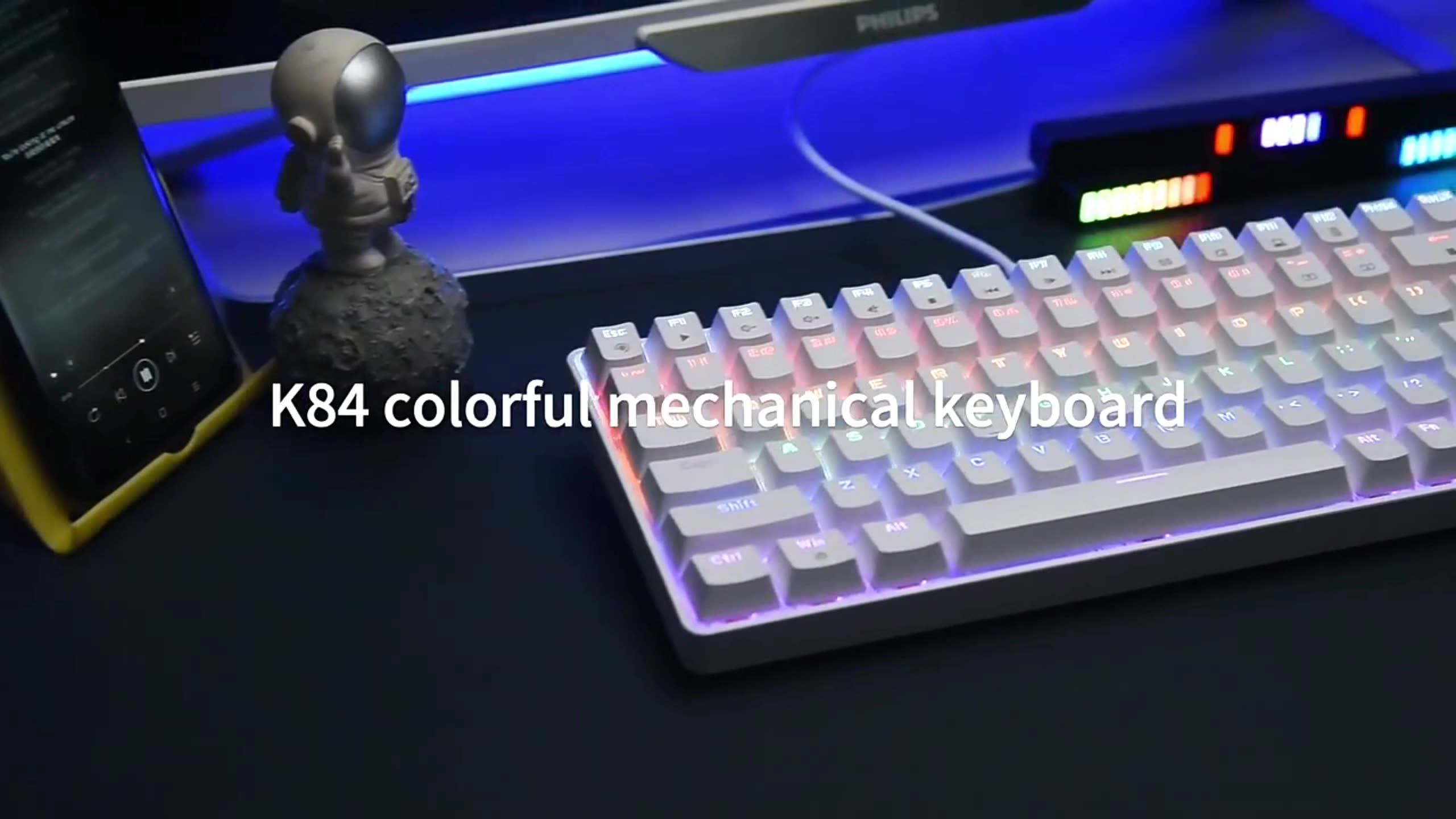 K84 Hot-swappable Wired Mechanical Keyboard Magic Color Backlit 84 Key ...