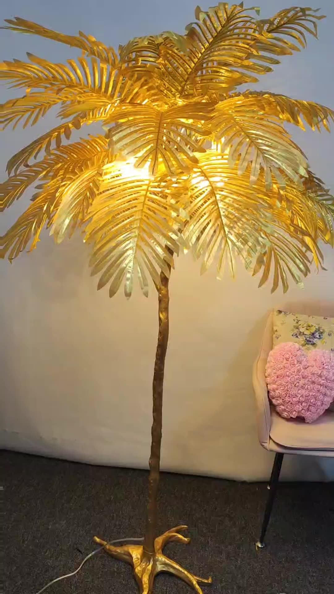 Luxury Gold Leaf Tree Standing Light Modern Lighting Decorative Resin Floorlights Nordic Corner ...