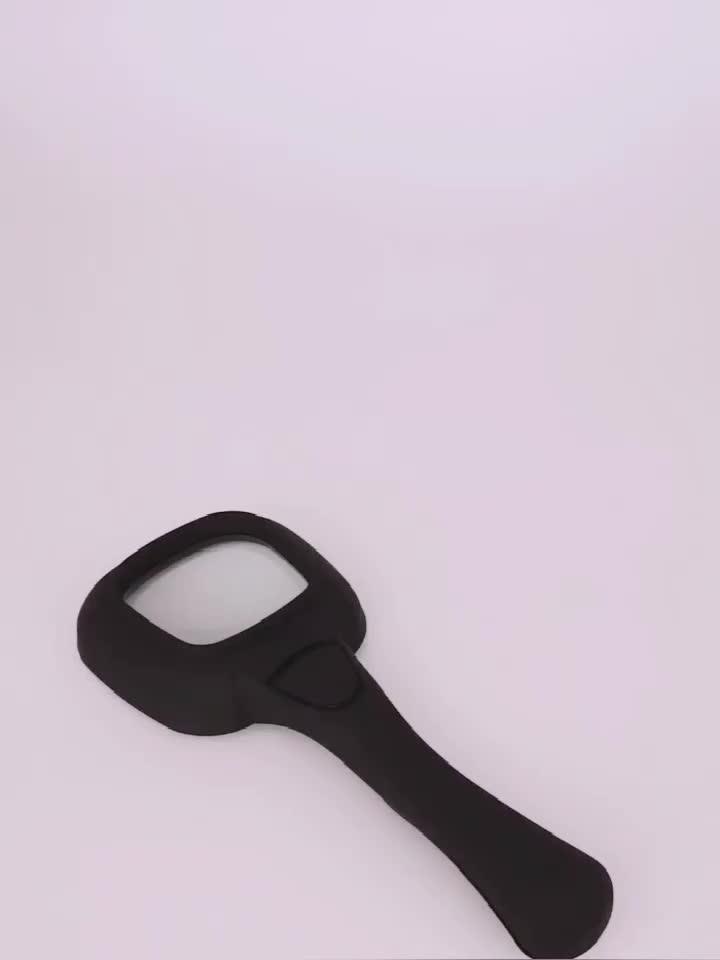 Rubber Coating Square Handheld With 5 White Leds 1 Uv Led Magnifying ...