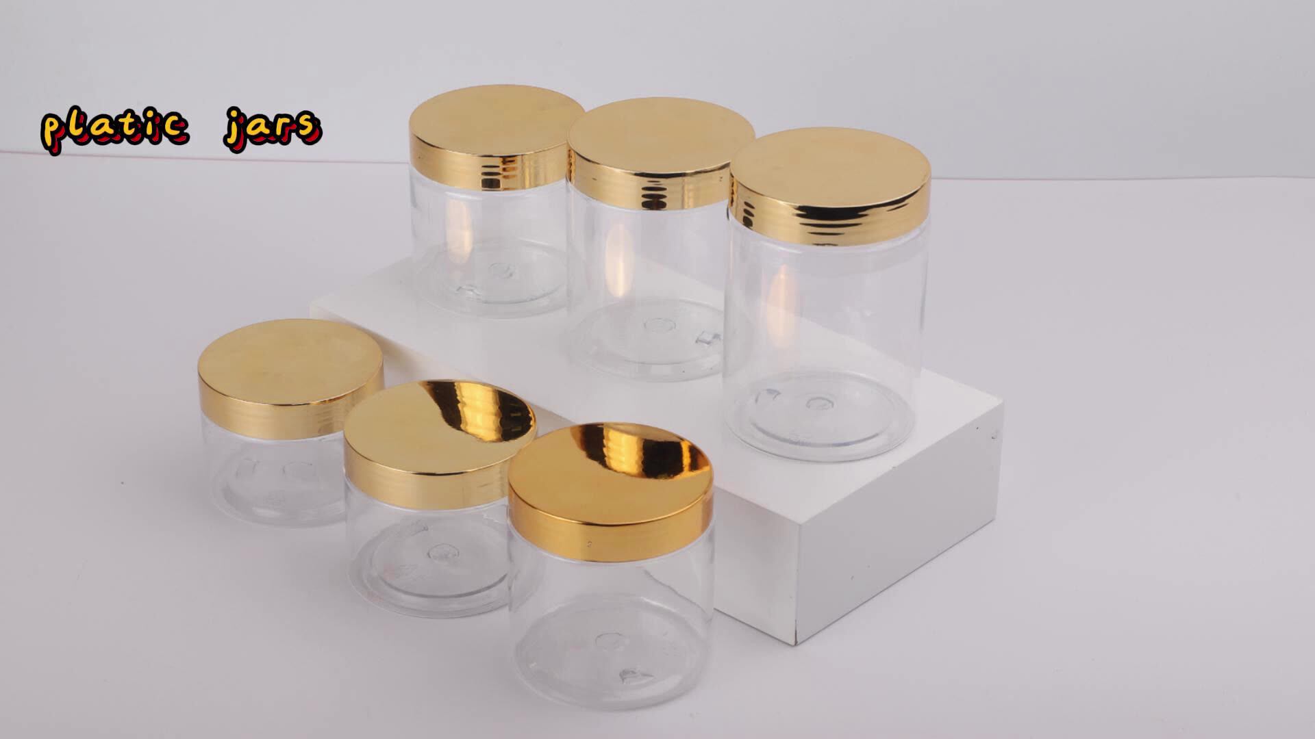 4oz 8oz Luxury Gold Lid Plastic Jars Empty Oem Containers For Cosmetic ...