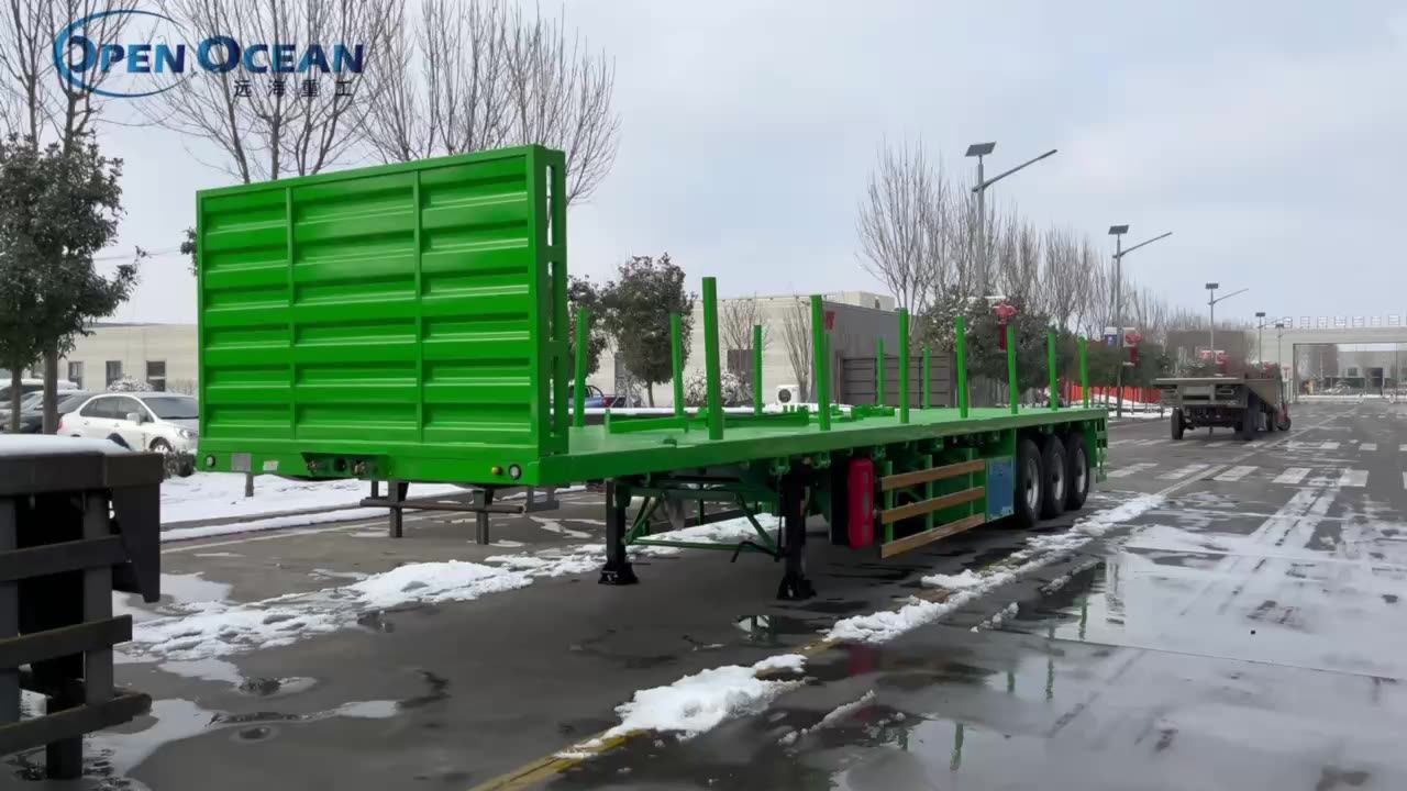40ft Container Trailer Wood Truck Semi Trailer Flatbed Tri-axle 20ft 40 ...