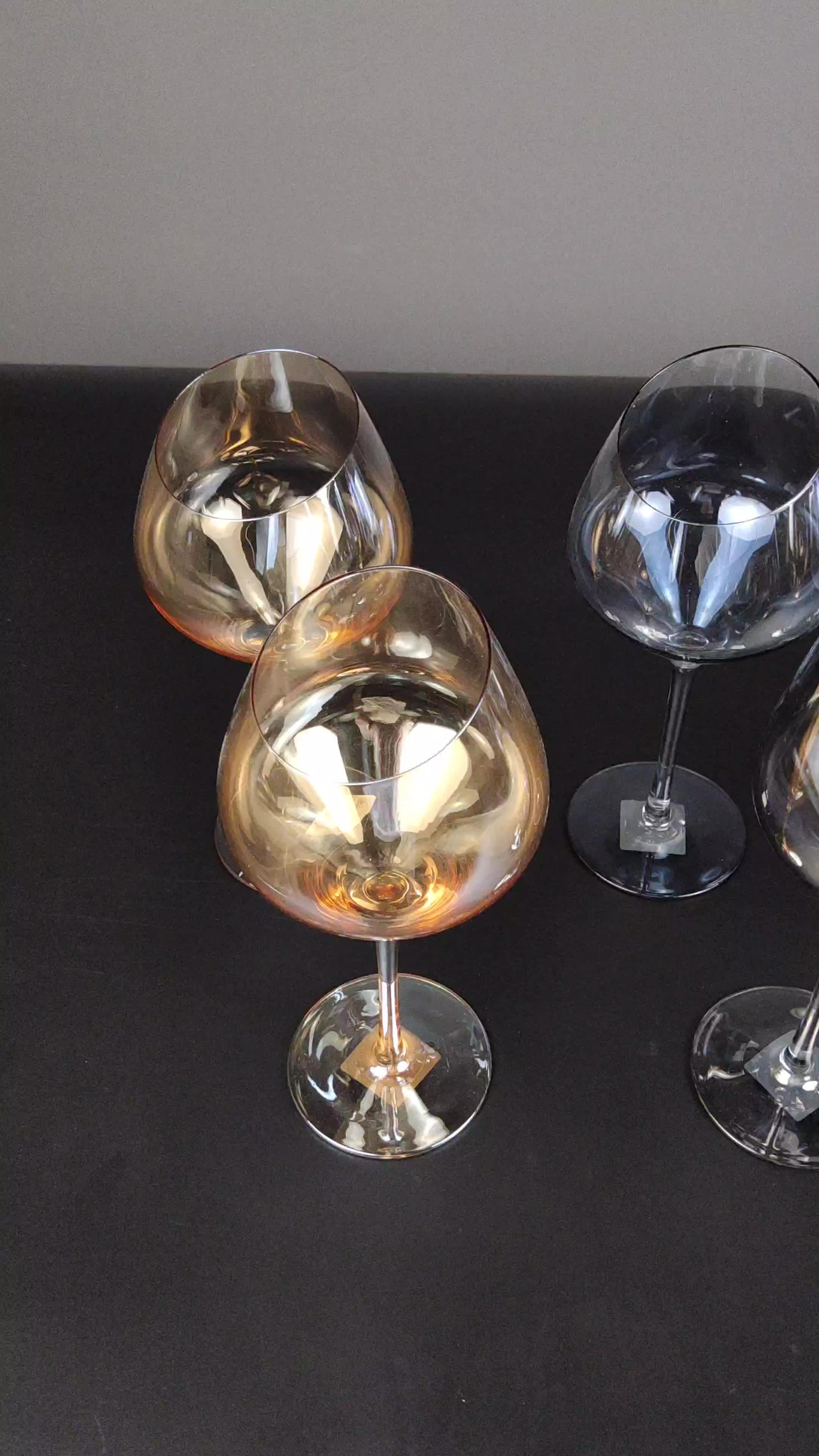 Unique Design Colored Slanted Long Stem Glassware 17oz 500ml Hand Blown ...