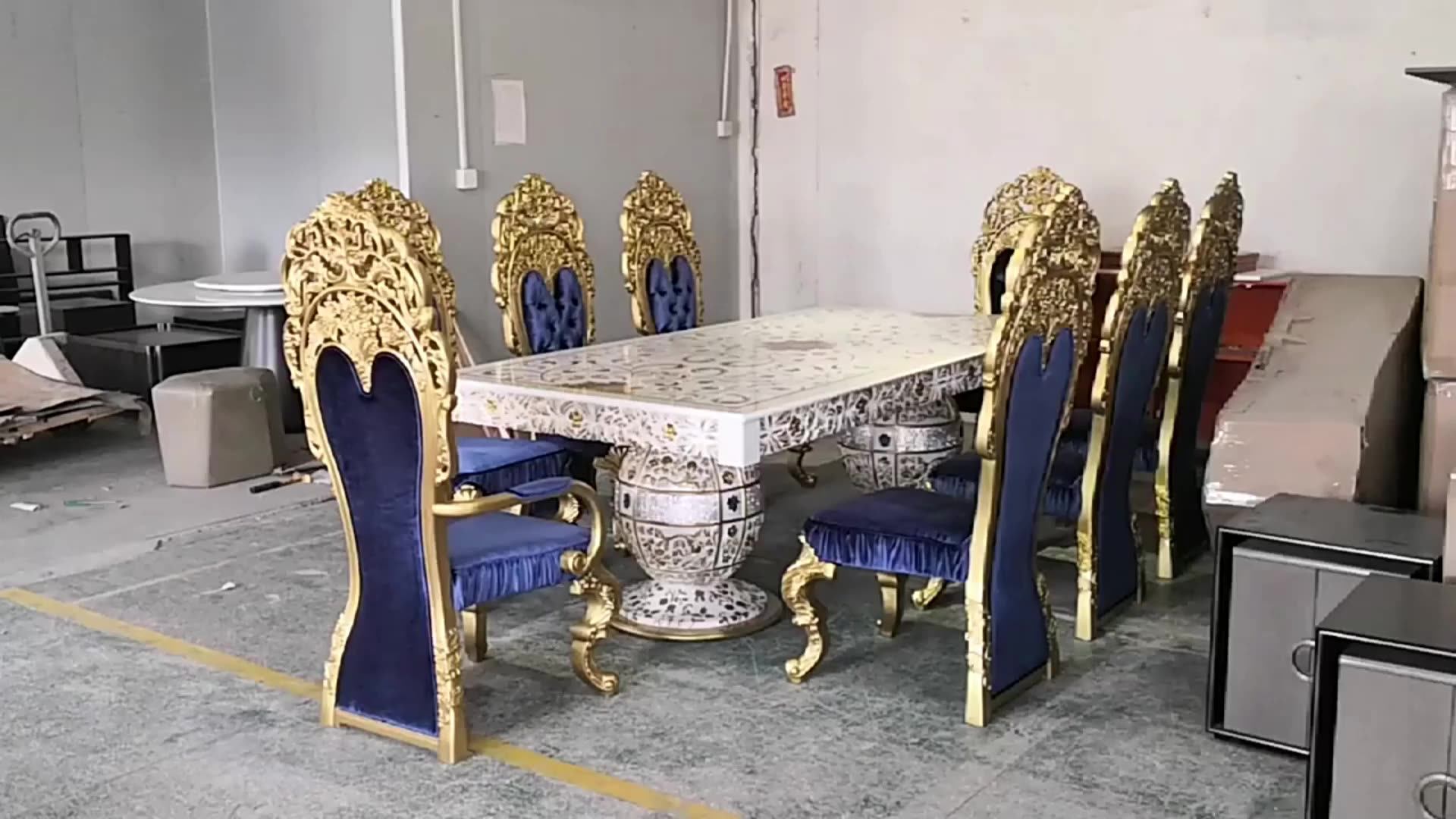 Oe-fashion Luxury Long Dining Table Set European Style High Top Dining ...