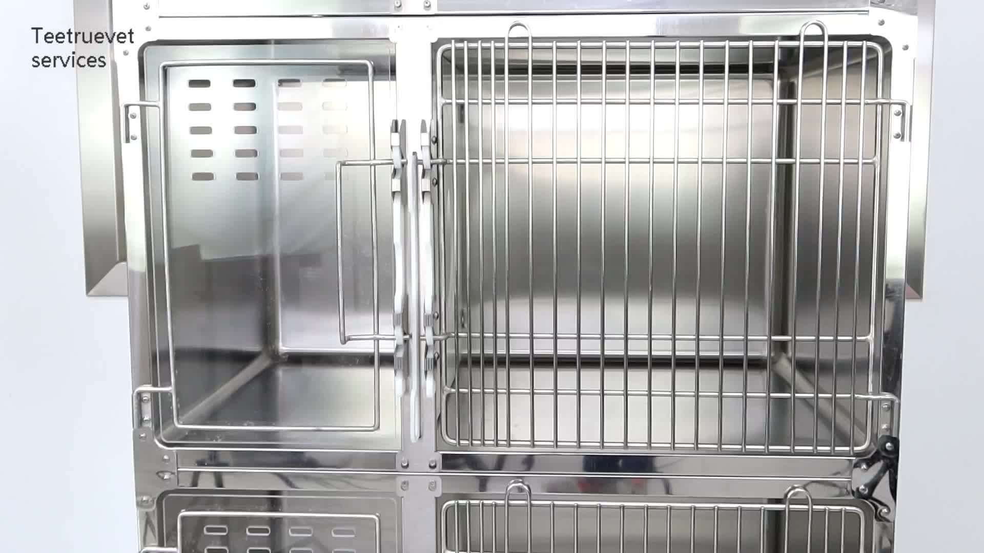 3 Cage Full Round Corner Cage Double Unit Stainless Steel Cat Suite ...