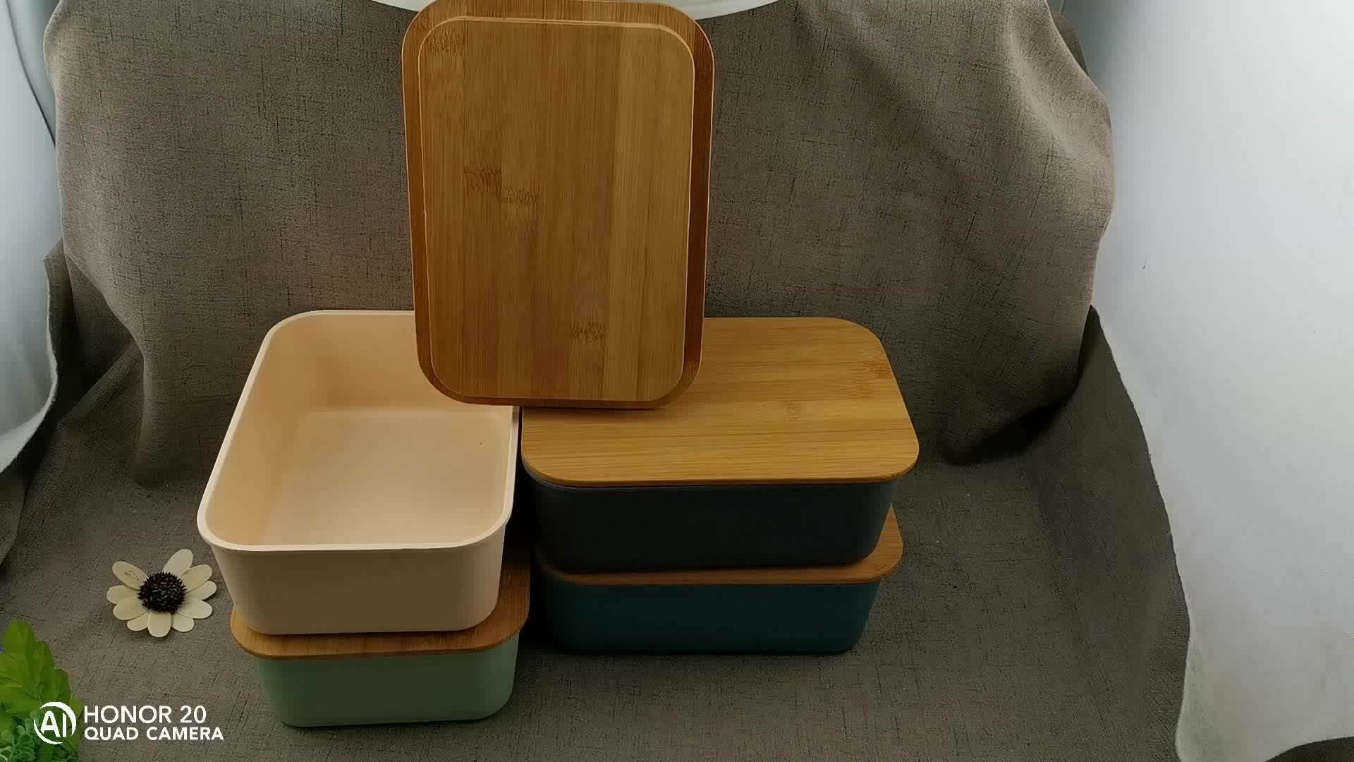Large Size Bamboo Fiber Lunch Box With Natural Bamboo Lid - Buy Lunch ...